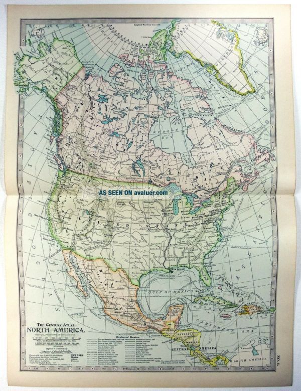 1902 Map Of North America By The Century Company. Antique | #29964554