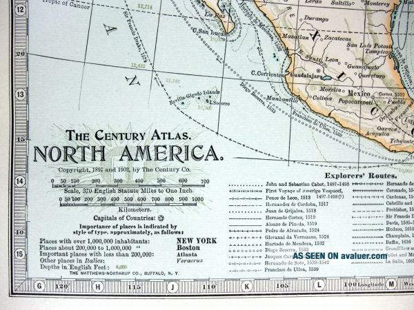 1902 Map Of North America By The Century Company. Antique | #29964554