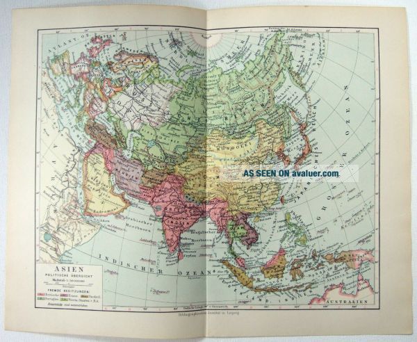 1924 German Map Of Asia By Meyers. Vintage | #29965097