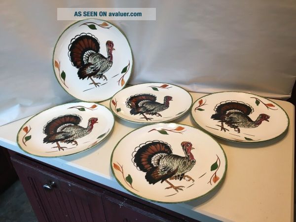 RARE Vintage Hand Painted Blue Ridge Southern Potteries Turkey 5 Dinner ...
