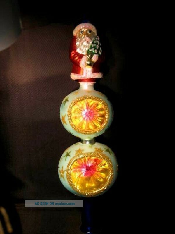 RARE Christopher Radko SANTA Christmas Tree Topper 14 Inch Long Condit ...