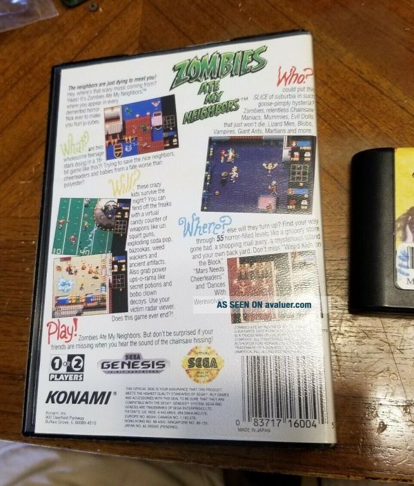 RARE Zombies Ate My Neighbors Sega Genesis Game Cartridge & Case Konami ...