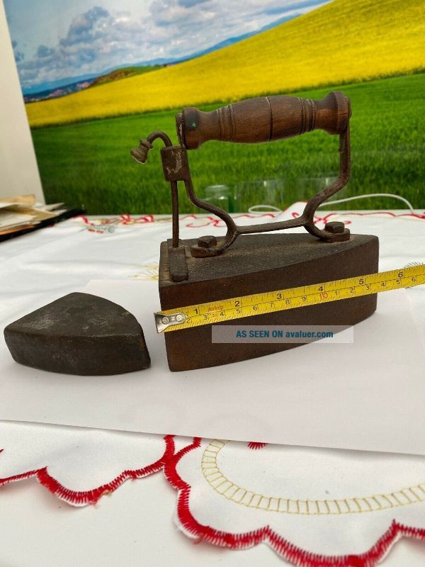 Antique Cast Iron Slug Sad Smoothing Box Iron Wooden Handle, 19th ...
