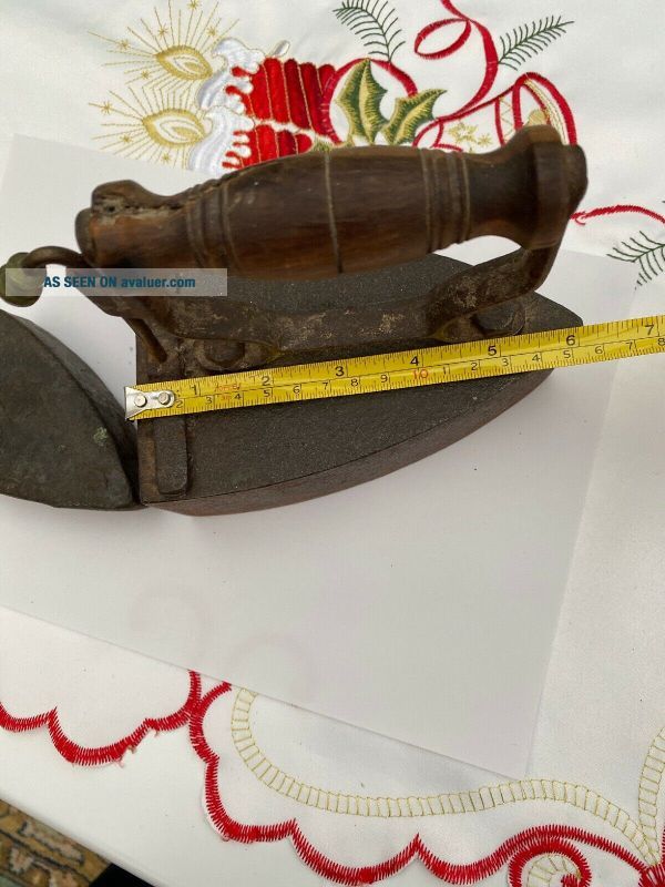 Antique Cast Iron Slug Sad Smoothing Box Iron Wooden Handle, 19th ...