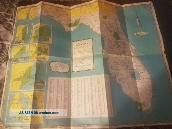 RARE 1950 OFFICIAL ROAD MAP OF FLORIDA FROM THE STATE DEPARTMENT OF ...
