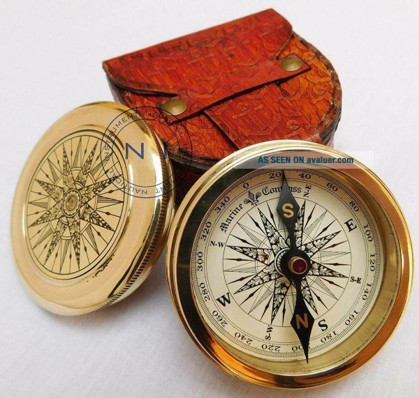 Nautical Marine Brass Compass Marine Robert Frost Poem Compass Vintage ...