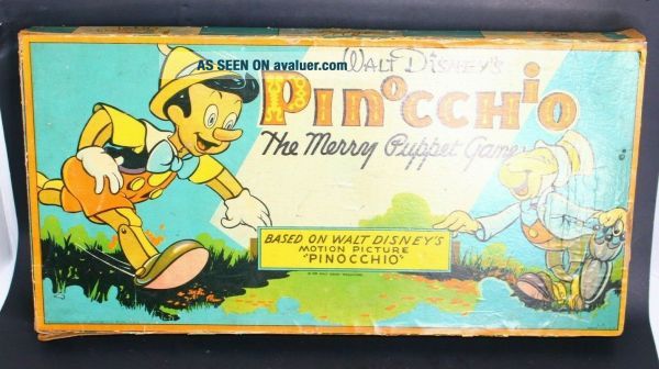 Rare 1939 Walt Disney’s Pinocchio The Merry Puppet Board Game | #30037200