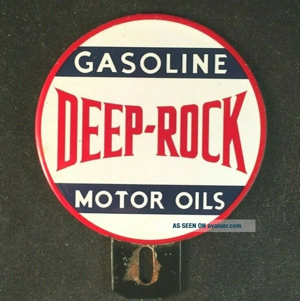 Vintage DEEP ROCK GASOLINE MOTOR OILS PORCELAIN TOPPER Rare Old ...