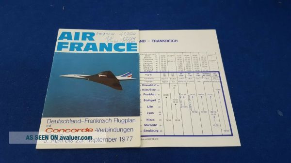 RARE VINTAGE AIR FRANCE CONCORDE BROCHURE TIMETABLE GERMANY - PARIS ...