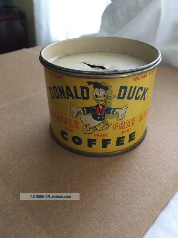 Vintage Donald Duck Coffee Tin Bank, Rare | #30085085