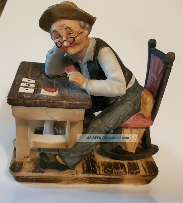 Early Capodimonte Figurine Man Playing Cards At Table Signed And ...