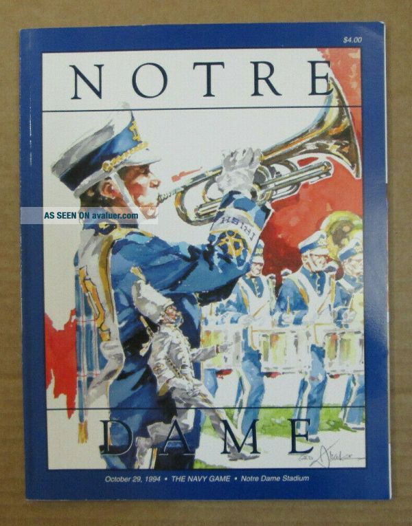 VINTAGE NCAA FOOTBALL PROGRAM NOTRE DAME Vs NAVY ON OCTOBER 29, 1994 ...