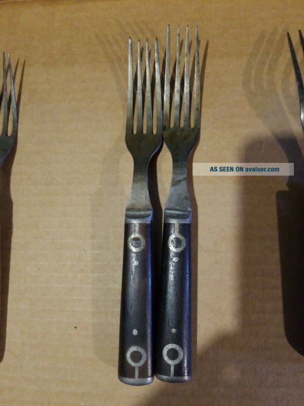 2 Civil War Era 4 Prong Forks - Wood Circle Handles | #30156420