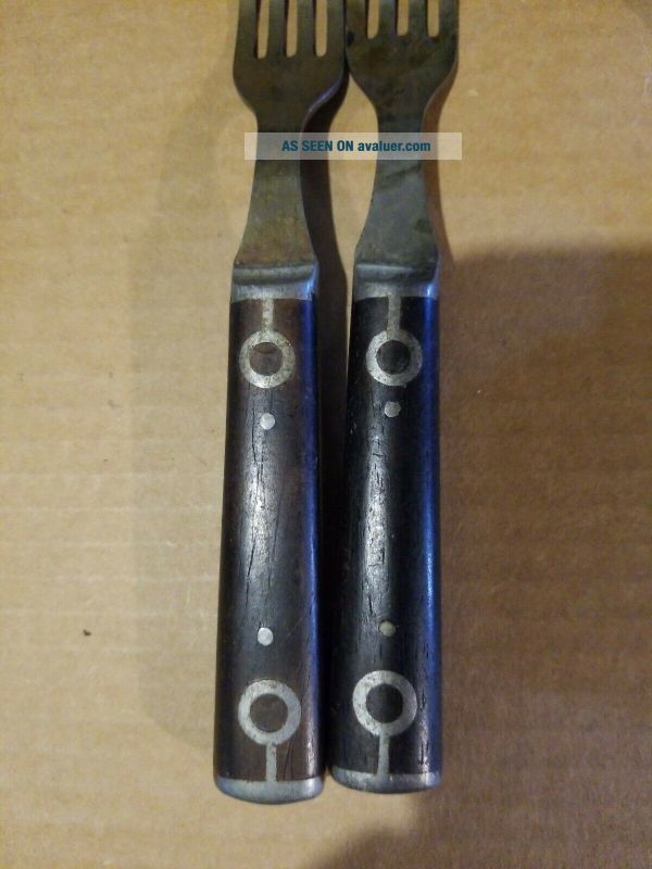2 Civil War Era 4 Prong Forks - Wood Circle Handles | #30156420