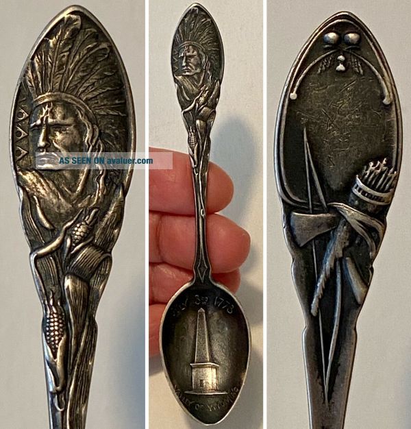 Antique HOWARD STERLING Souvenir Spoon AMERICAN INDIAN CHIEF Valley Of ...