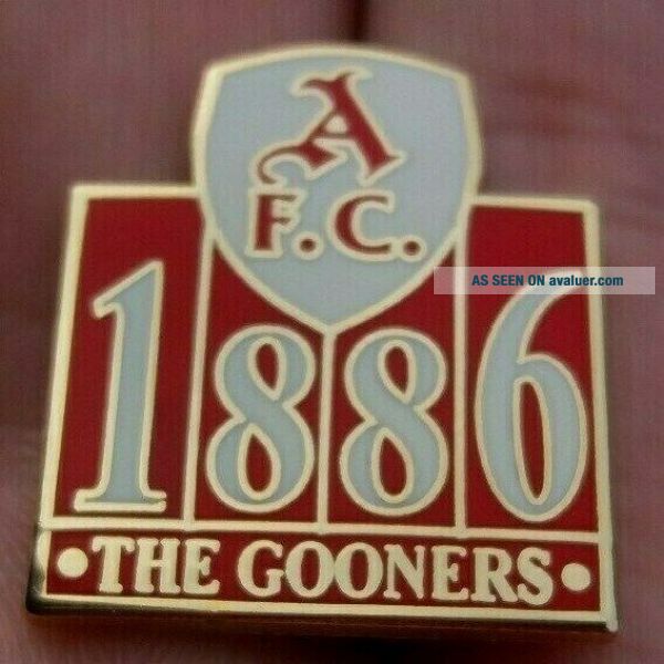 ARSENAL AFC 1886 THE GOONERS RED WHITE & GOLD GILT PIN BADGE RARE VGC ...