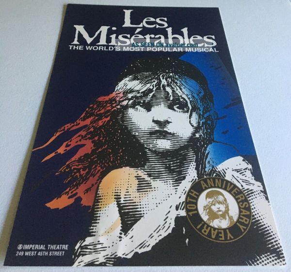Les Miserables Broadway Musical Poster 10th Anniversary Seal RARE ...