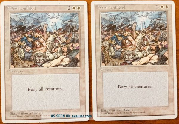 Wrath Of God X2, 4th Fourth Edition Magic The Gathering MTG LP/MP ...