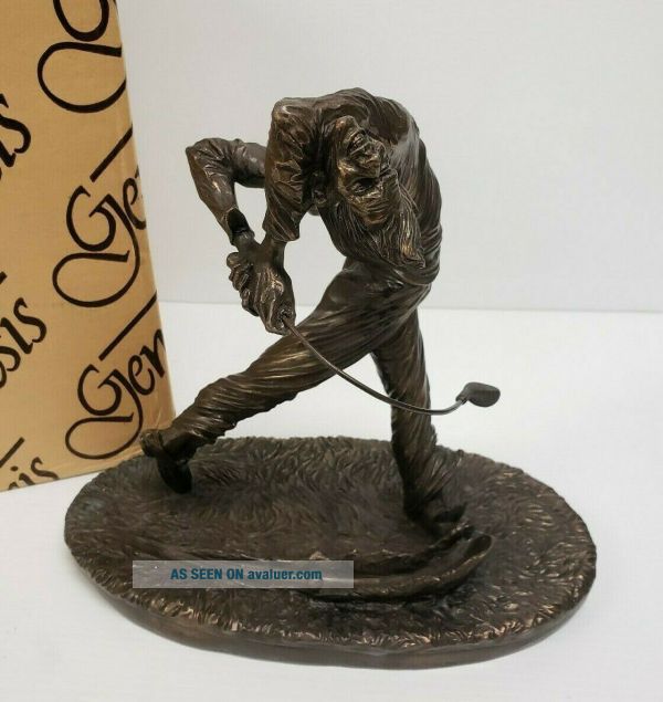 RARE Genesis Fine Arts BRONZE Golf Figurine " BIG HITTER " Made In ...