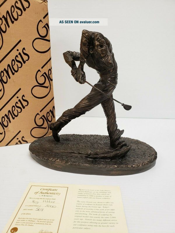 RARE Genesis Fine Arts BRONZE Golf Figurine " BIG HITTER " Made In ...