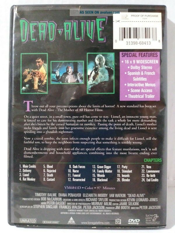 DEAD ALIVE (DVD, 1998 UNRATED VERSION) - Rare Horror | #30306996