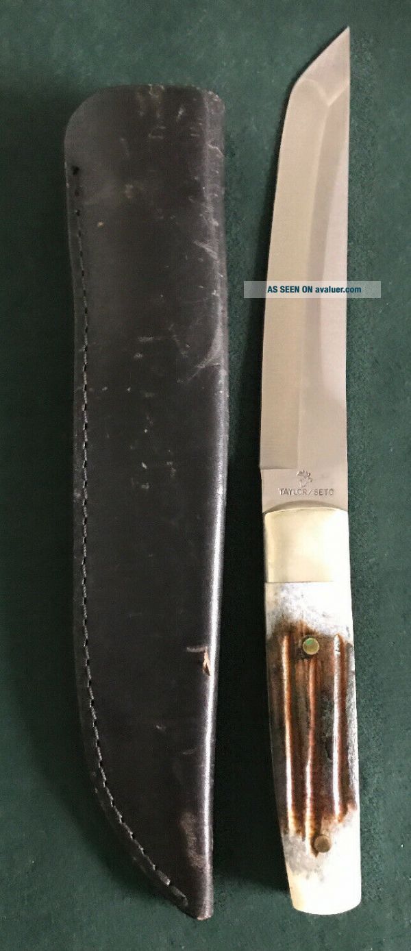 TAYLOR/SETO JAPAN TANTO FIGHTING KNIFE BONE HANDLE W/SHEATH RARE OS ...