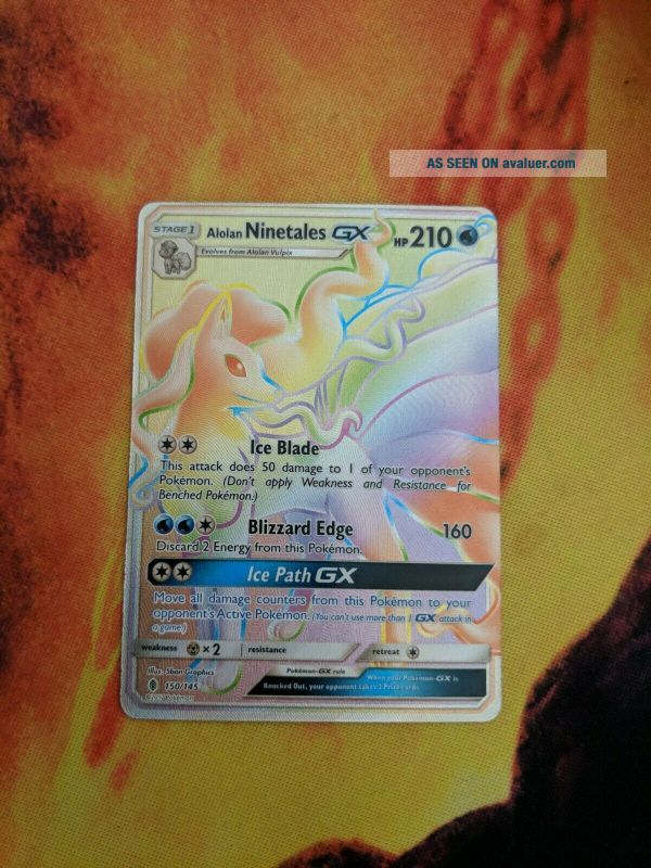 POKEMON ALOLAN NINETALES GX 150/145 HYPER RARE GUARDIANS RISING NM/M ...