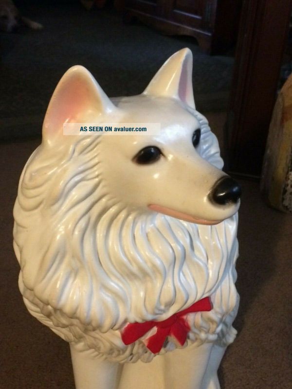 Rare Vintage Samoyed American Eskimo Spitz Dog Statue Chalkware 20 ...