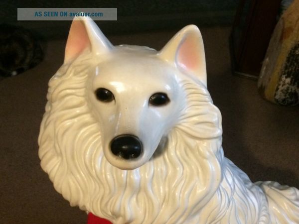Rare Vintage Samoyed American Eskimo Spitz Dog Statue Chalkware 20 ...