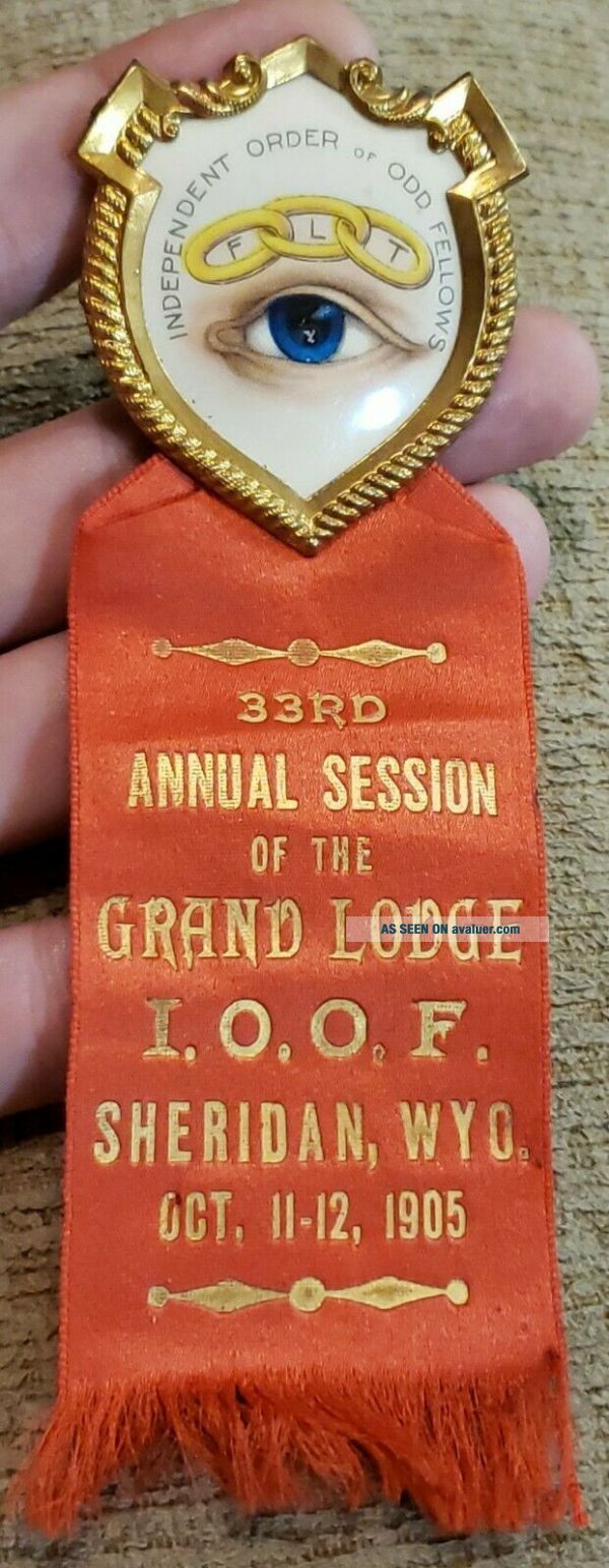 RARE 1905 SHERIDAN WYOMING IOOF ODD Fellows ALL SEEING EYE MEDAL BADGE ...
