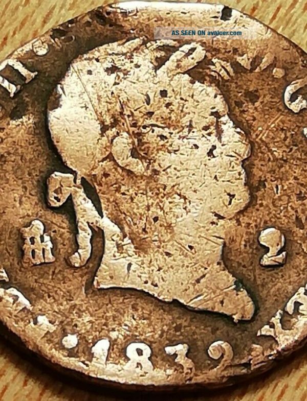 The Rare 1832 Spanish Coin Ancient Pirate Sea Shipwreck Era Old Spain ...