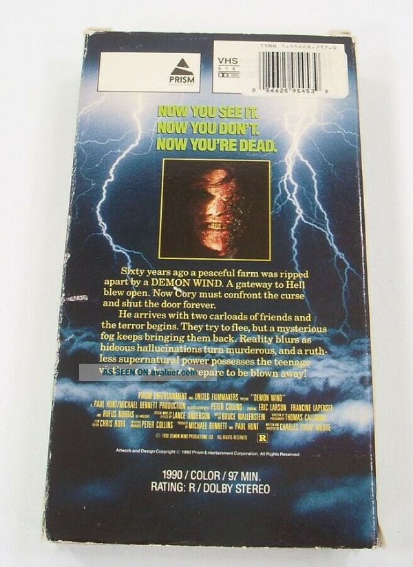 Very Rare OOP Demon Wind VHS Tape Horror Movie Prism Entertainment ...
