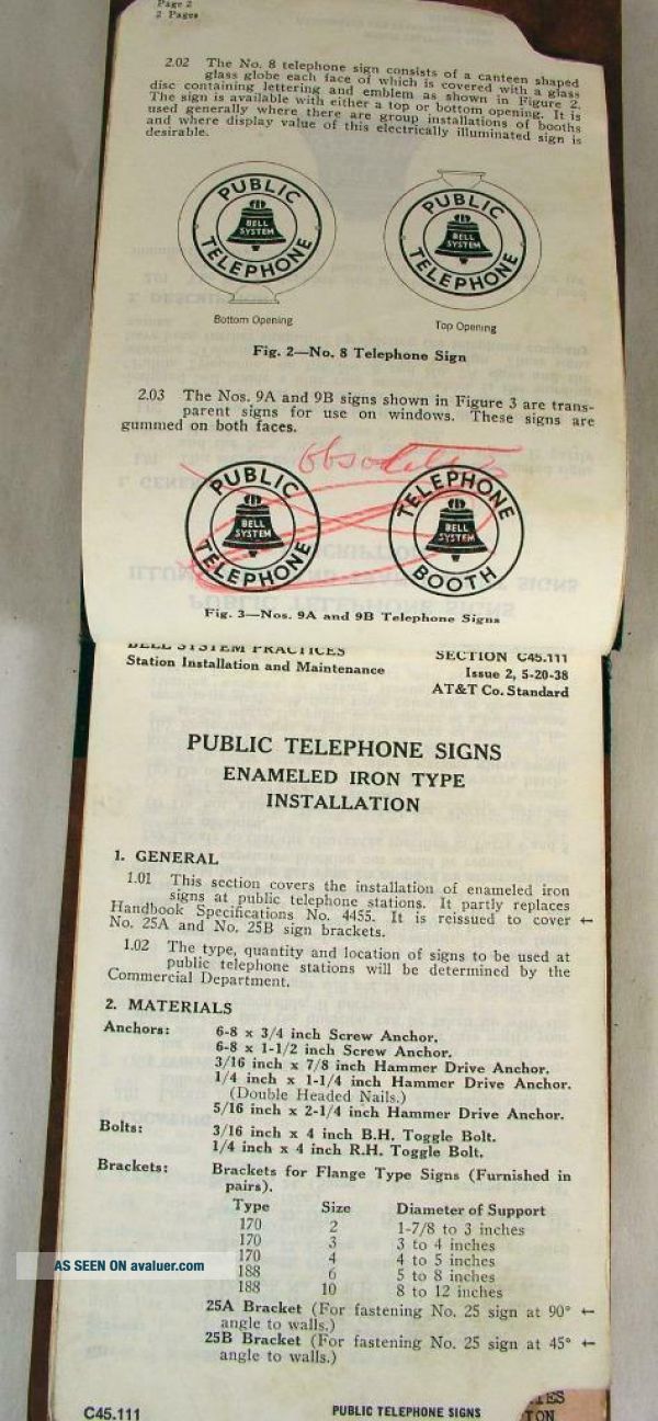 Antique Information Booklet PublicTelephone Signs, Directories, Booths ...