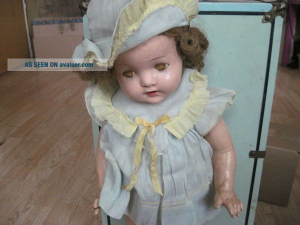 Antique 21 Inch Baby Doll, G Ol Tity Vtg 1920s Composition Real Eyes ...