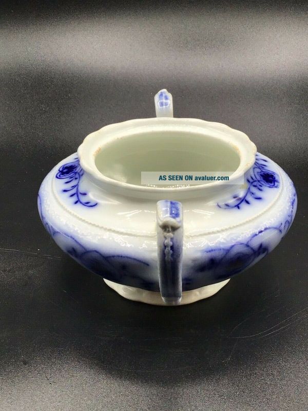 Antique Flow Blue W H Grindley & Co Sugar Bowl Beaufort Pattern | #30572475