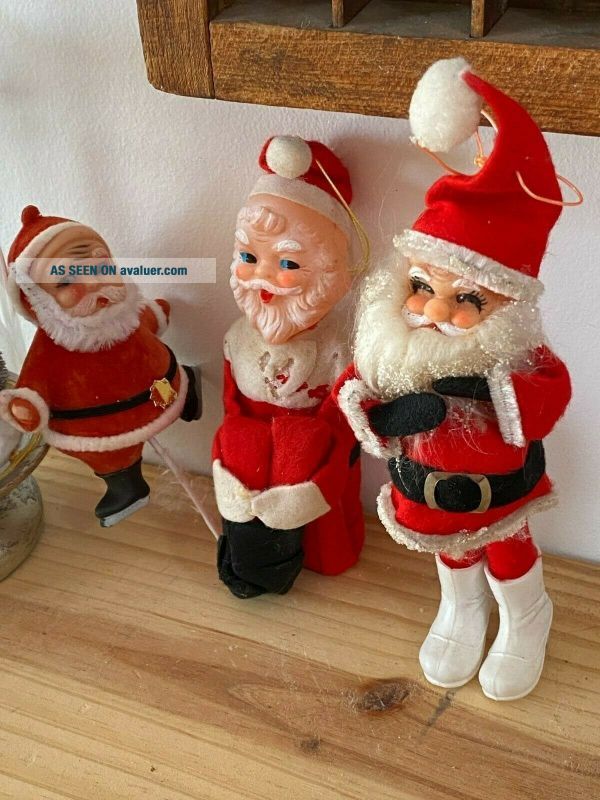 3 Vintage Pixie Santa Elves Christmas Ornaments Made In Japan | #30627412