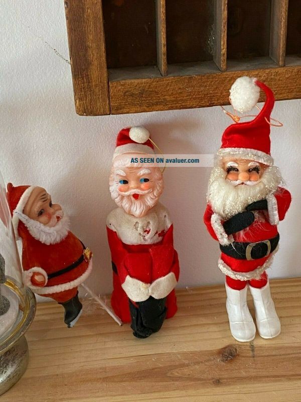 3 Vintage Pixie Santa Elves Christmas Ornaments Made In Japan | #30627412