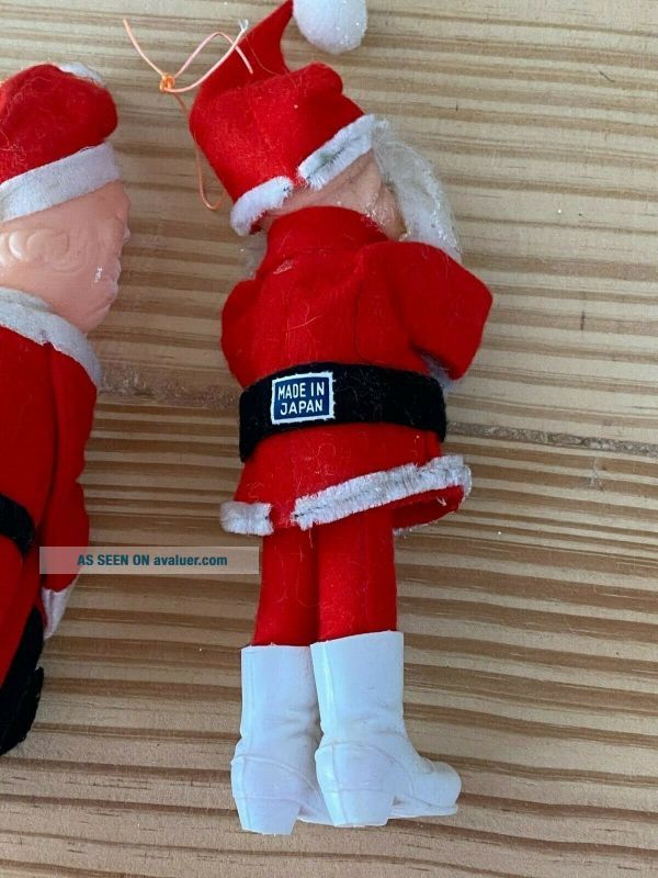 3 Vintage Pixie Santa Elves Christmas Ornaments Made In Japan | #30627412