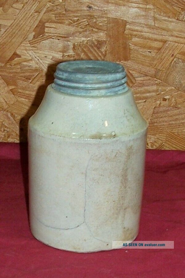Antique Quart Macomb Pottery Crock Stoneware Canning Jar Fruit Old ...