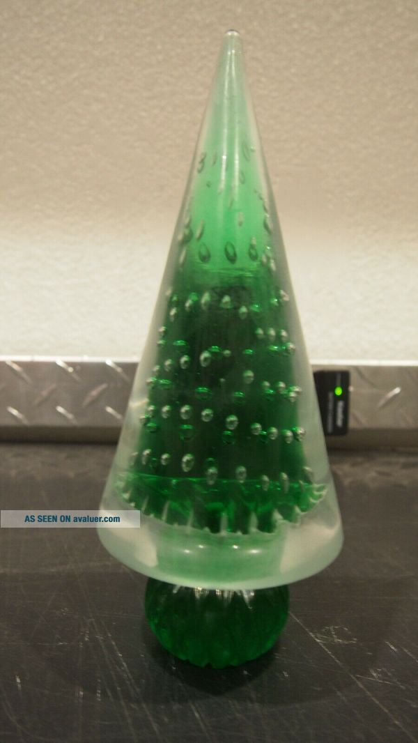 VINTAGE ANTIQUE MURANO GLASS CHRISTMAS TREE GREEN CLEAR RARE | #30615111