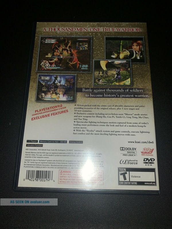 Dynasty Warriors 6 Sony PlayStation 2 PS2 Game Complete CIB RARE Ps2 ...