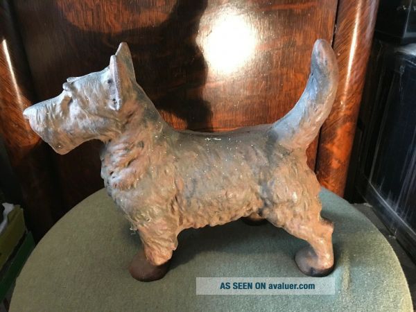 RARE VINTAGE CAST IRON WHEATON SCOTTISH TERRIER DOG DOOR STOP | #30632788