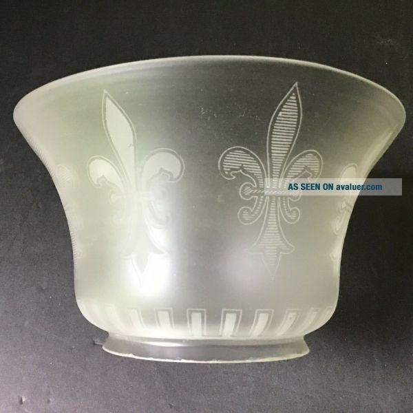 Antique Frosted Etched Fleur De Lis Gas Light Or Oil Lamp Shade 4 ...