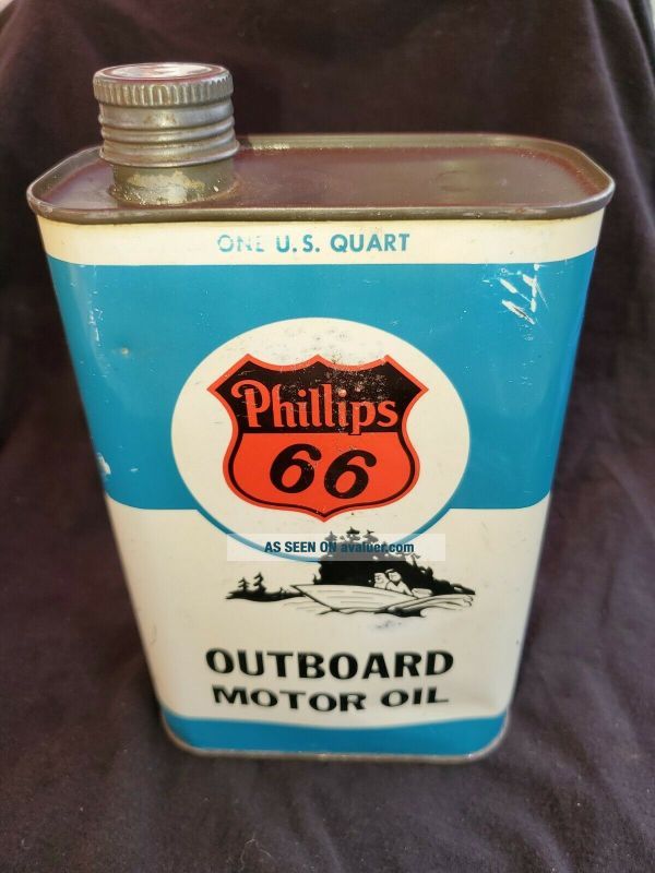 RARE Vintage PHILLIPS 66 OUTBOARD MOTOR OIL Quart CAN | #30639141