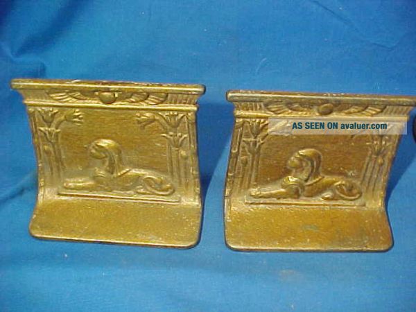 1920s EGYPTIAN REVIVAL Period Cast Iron SPHINX Design BOOKENDS | #30737997