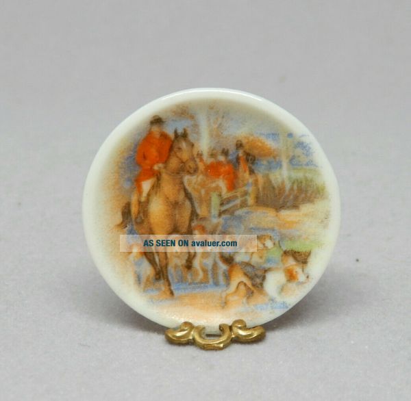 Vintage Ceramic Plate Hunting Scene With Horses Dollhouse Miniature 1: ...