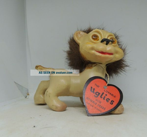 The Lovable UGLIES Rare Short Hair LION Moveable Head HONG KONG TAG ...