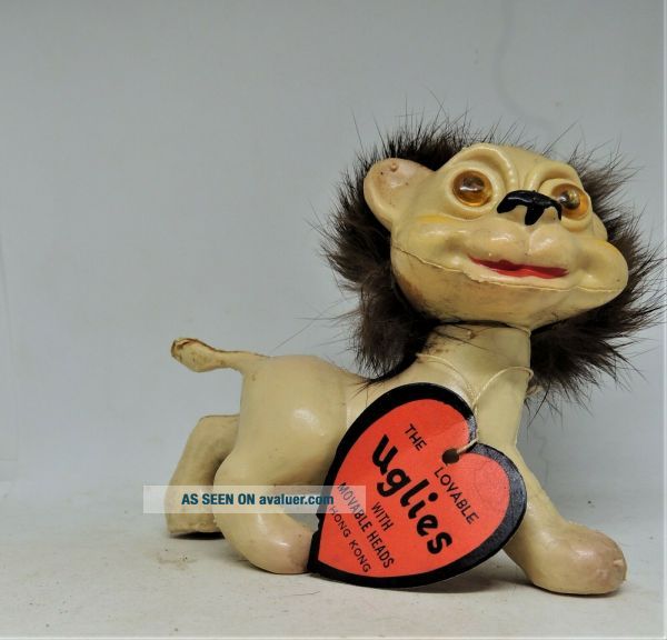 The Lovable UGLIES Rare Short Hair LION Moveable Head HONG KONG TAG ...