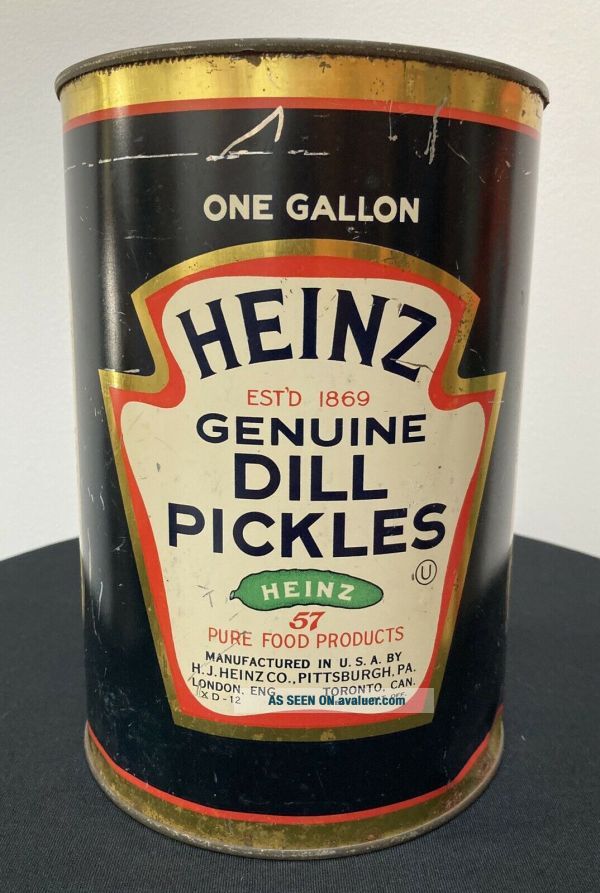 Antique Heinz 57 Pure Food Products Dill Pickle Pickles 1 Gallon Tin ...