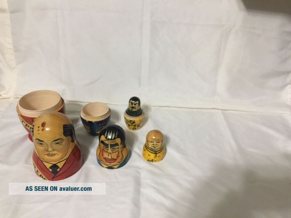 Vintage Russian USSR Soviet Union Leaders Russian Wood Nesting Dolls ...